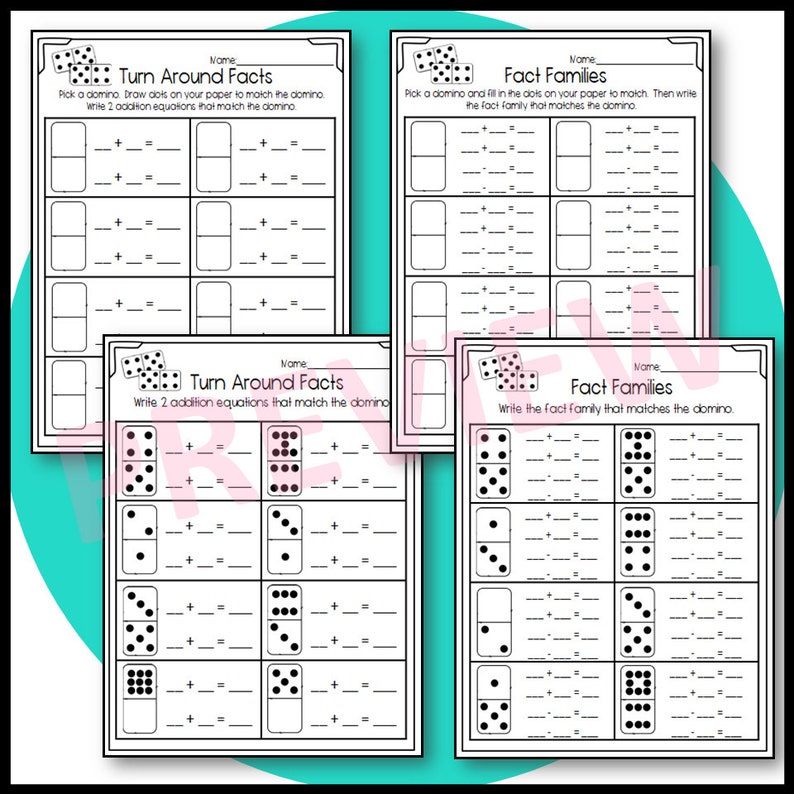 Turn Around Fact and Fact Family Worksheets: First and Second Grade ...