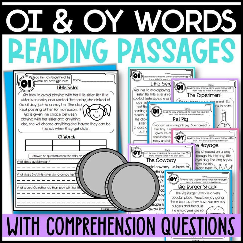 OI and OY Reading Passages Diphthongs With Comprehension Questions for ...