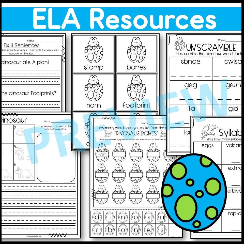 Dinosaur Day Themed Activities & Worksheets: Back to School Fun Packet ...