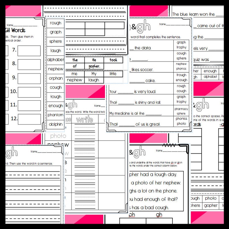 PH and GH Worksheets: Cut and Paste Sorts, Cloze, Read and Draw and ...