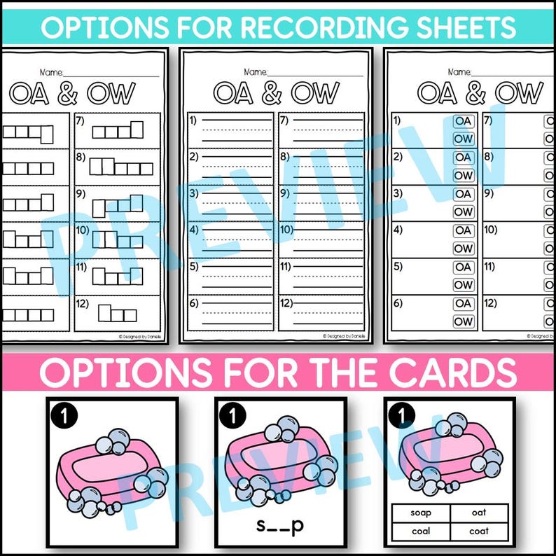 OA OW Write the Room: Task Cards Activity for Long O Oa and Ow ...