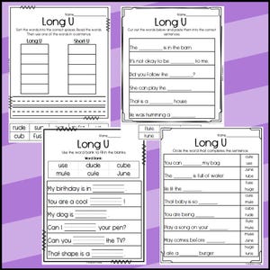Long U, Silent E Worksheets: CVC E Words Long Vowel Activities Sneaky E ...