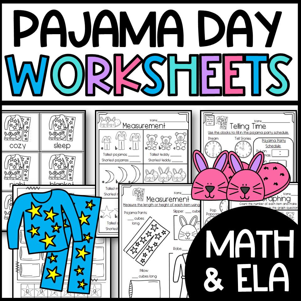 Pajama Day Themed Activities and Worksheets: Back to School Review Math ...