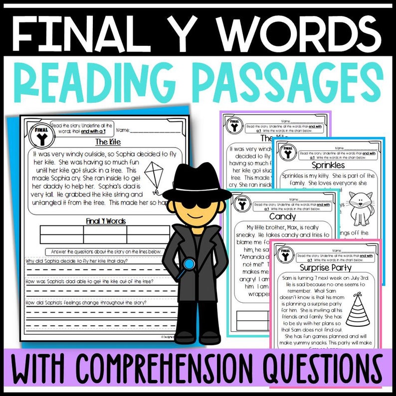 Final Y Reading Passages: Words Ending With Y With Comprehension ...