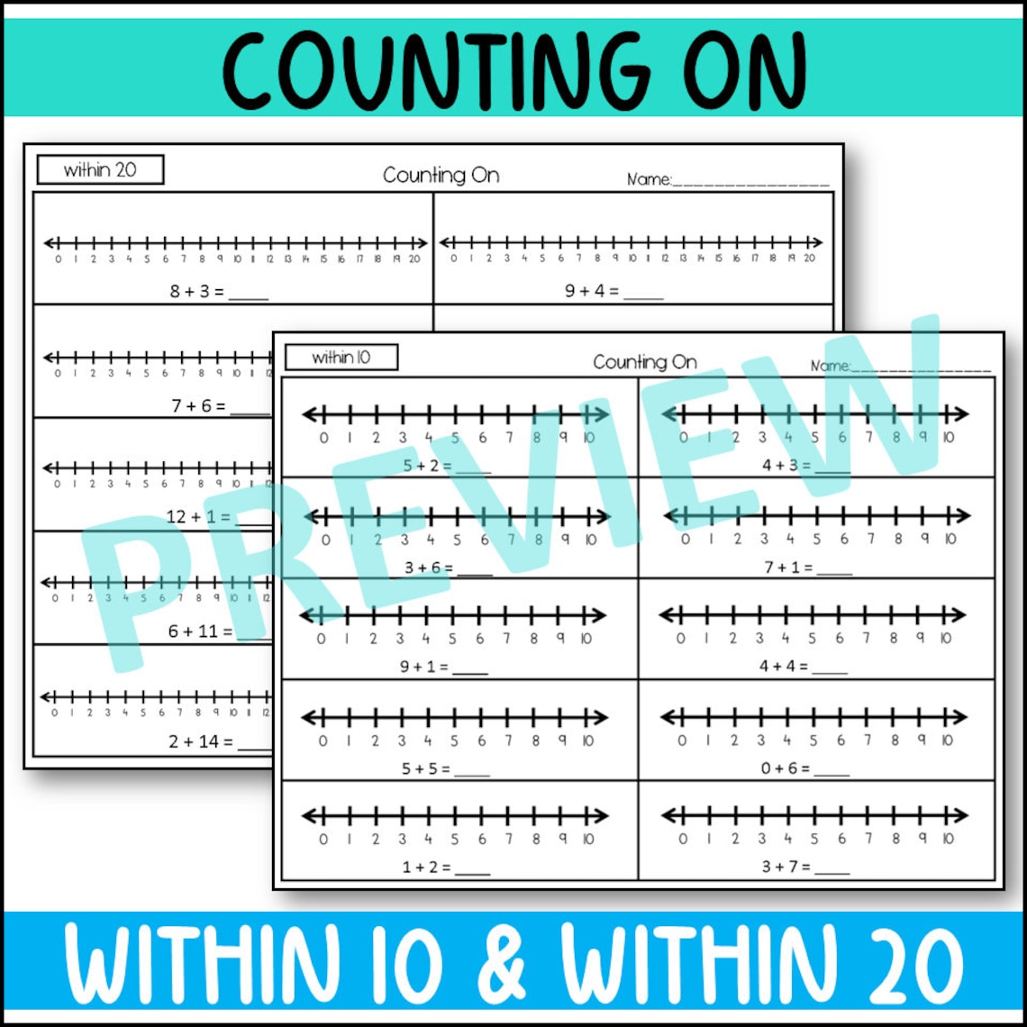 Counting on to Add and Counting Back to Subtract Using a Number Line ...