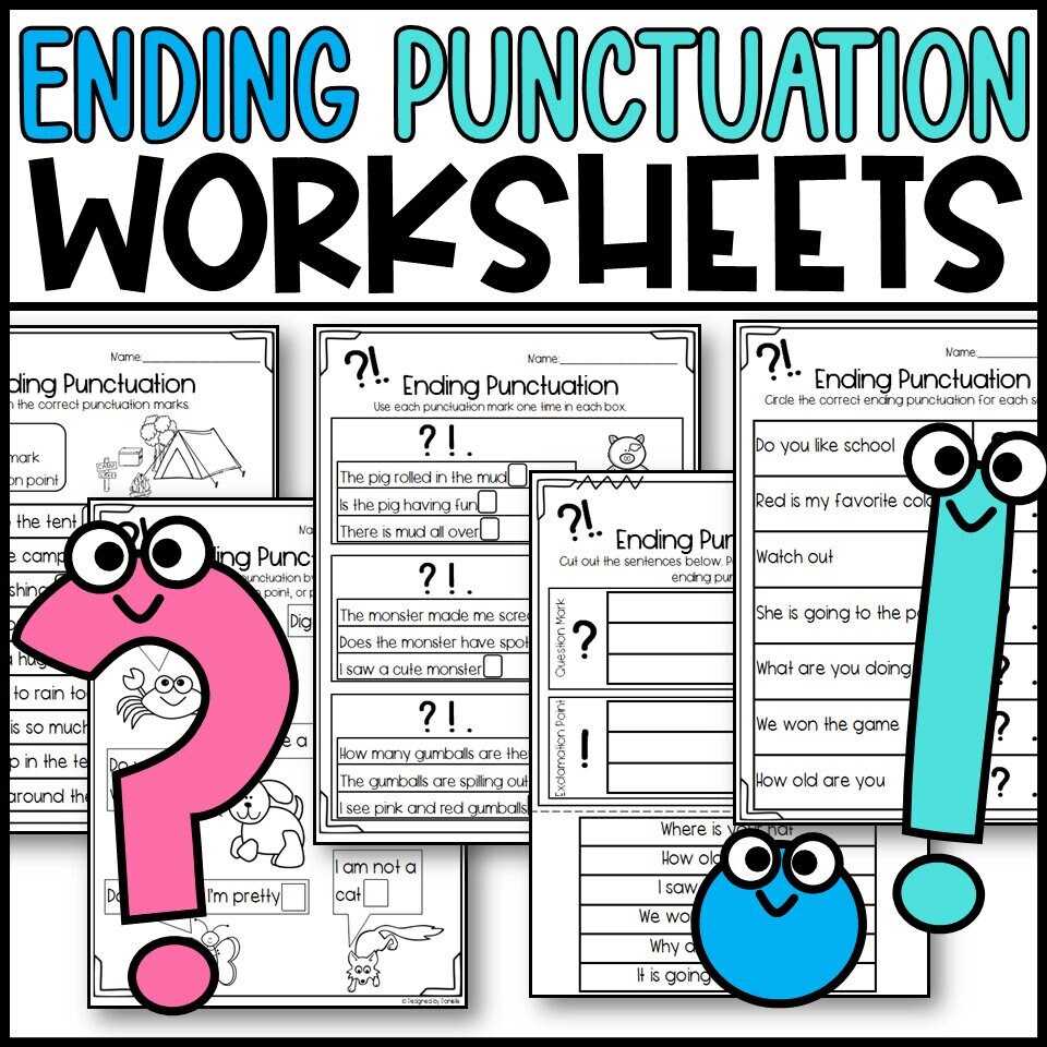 Ending Punctuation Worksheets: Period, Exclamation Point, Question Mark ...