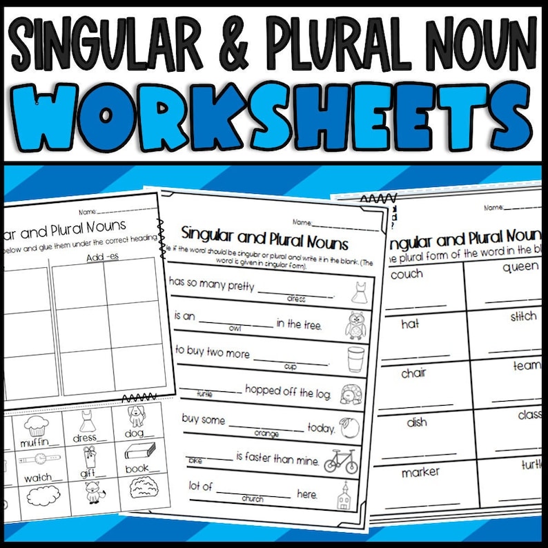 Singular and Plural Noun Worksheets: First and Second Grade - Etsy