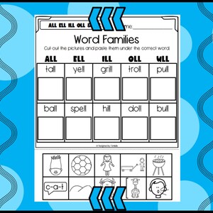 Word Families Cut and Paste Phonics Worksheets: Printable - Etsy