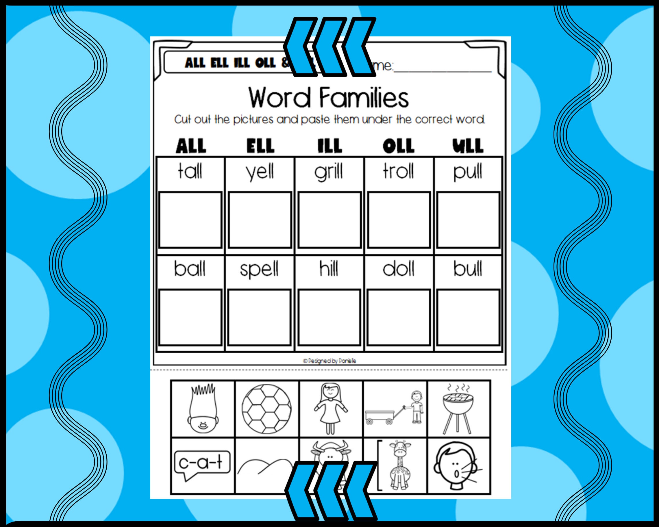Word Families Cut and Paste Phonics Worksheets: Printable - Etsy