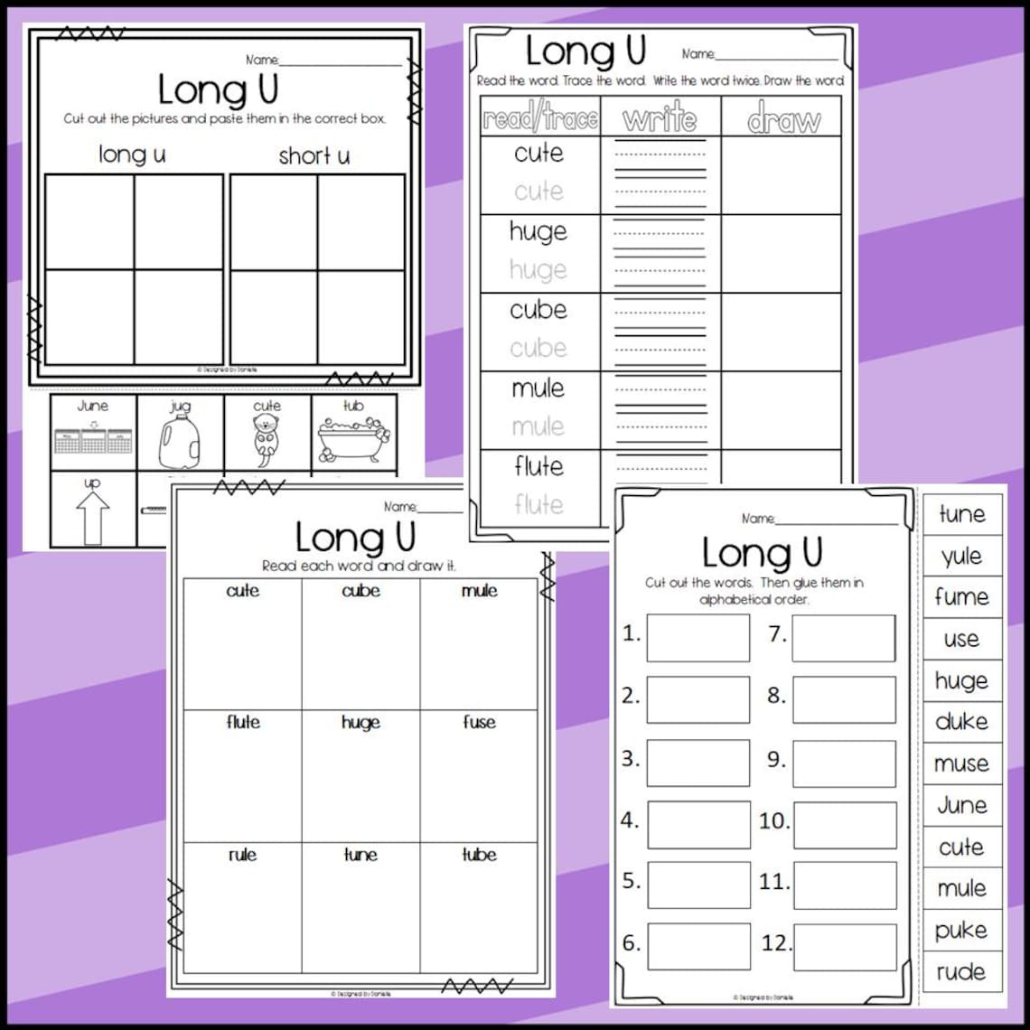 Long U, Silent E Worksheets: CVC E Words Long Vowel Activities Sneaky E ...