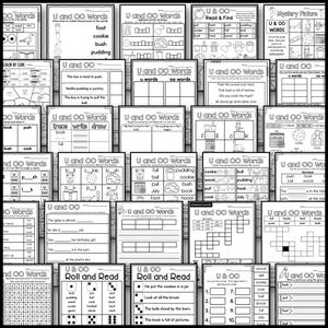 U and OO Worksheets: Word Sorts, Picture Sorts, Cloze, Matching, Color ...