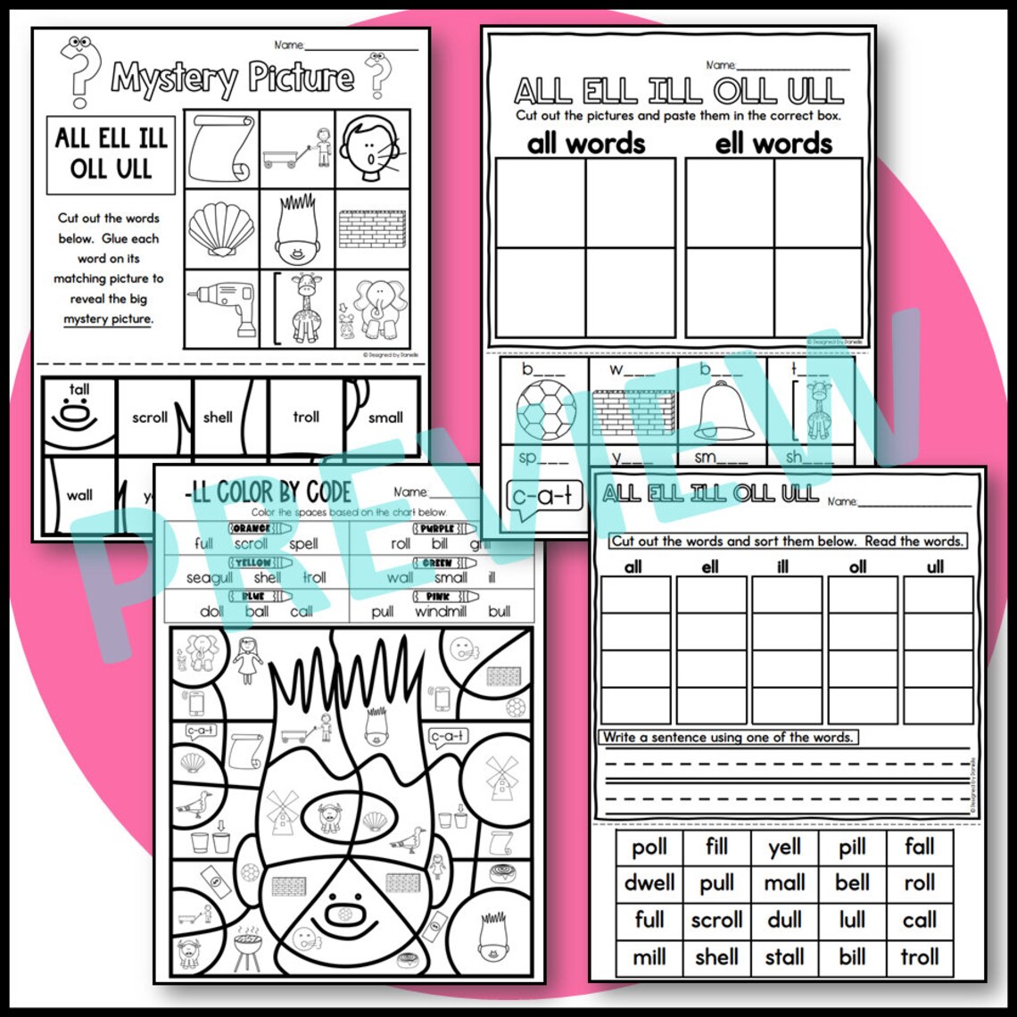 All, Ell, Ill, Oll, Ull Words Worksheets: Cut and Paste Sorts, Cloze ... All, Ell, Ill, Oll, Ull Words Worksheets: Cut and Paste Sorts, Cloze ...