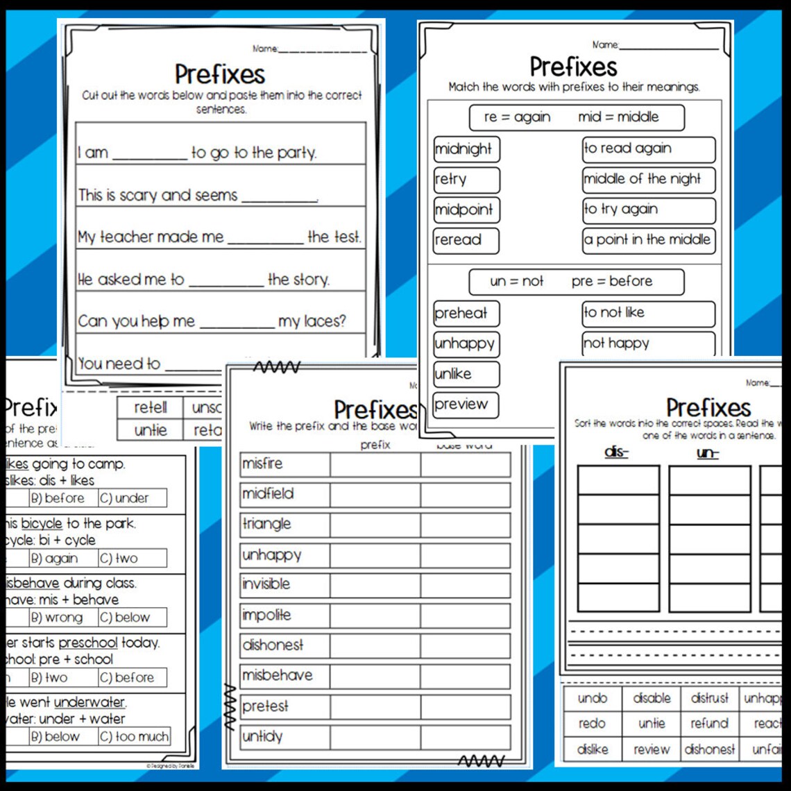 Prefix Worksheets: First and Second Grade Printable Worksheets - Etsy
