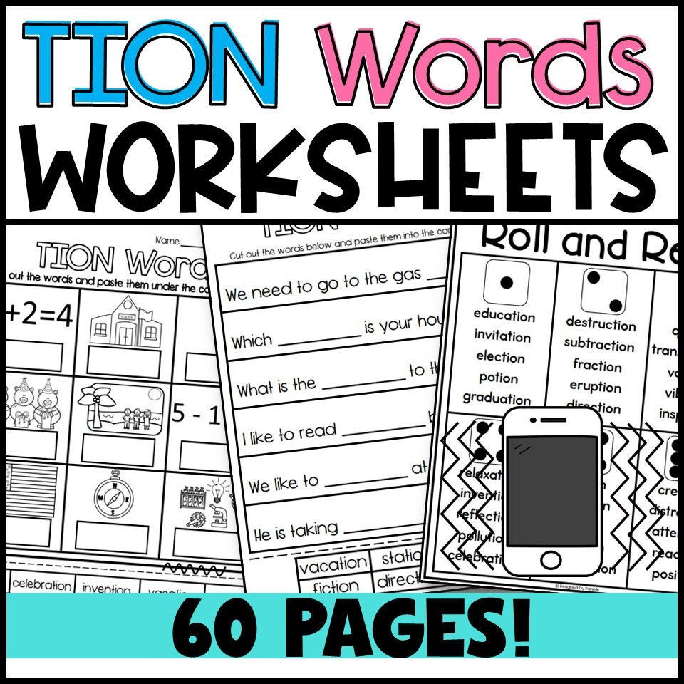 TION Worksheets Phonics for First Grade Second Grade Homeschool ...