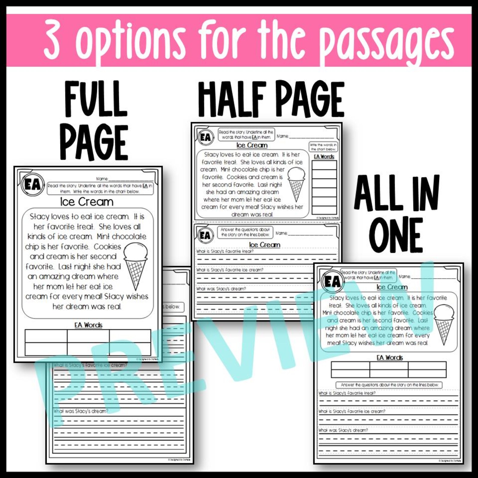 EE and EA Reading Passages: Long E Double Vowels With Comprehension ...
