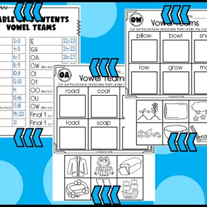 Vowel Teams Cut and Paste Worksheets: Digital Download - Etsy