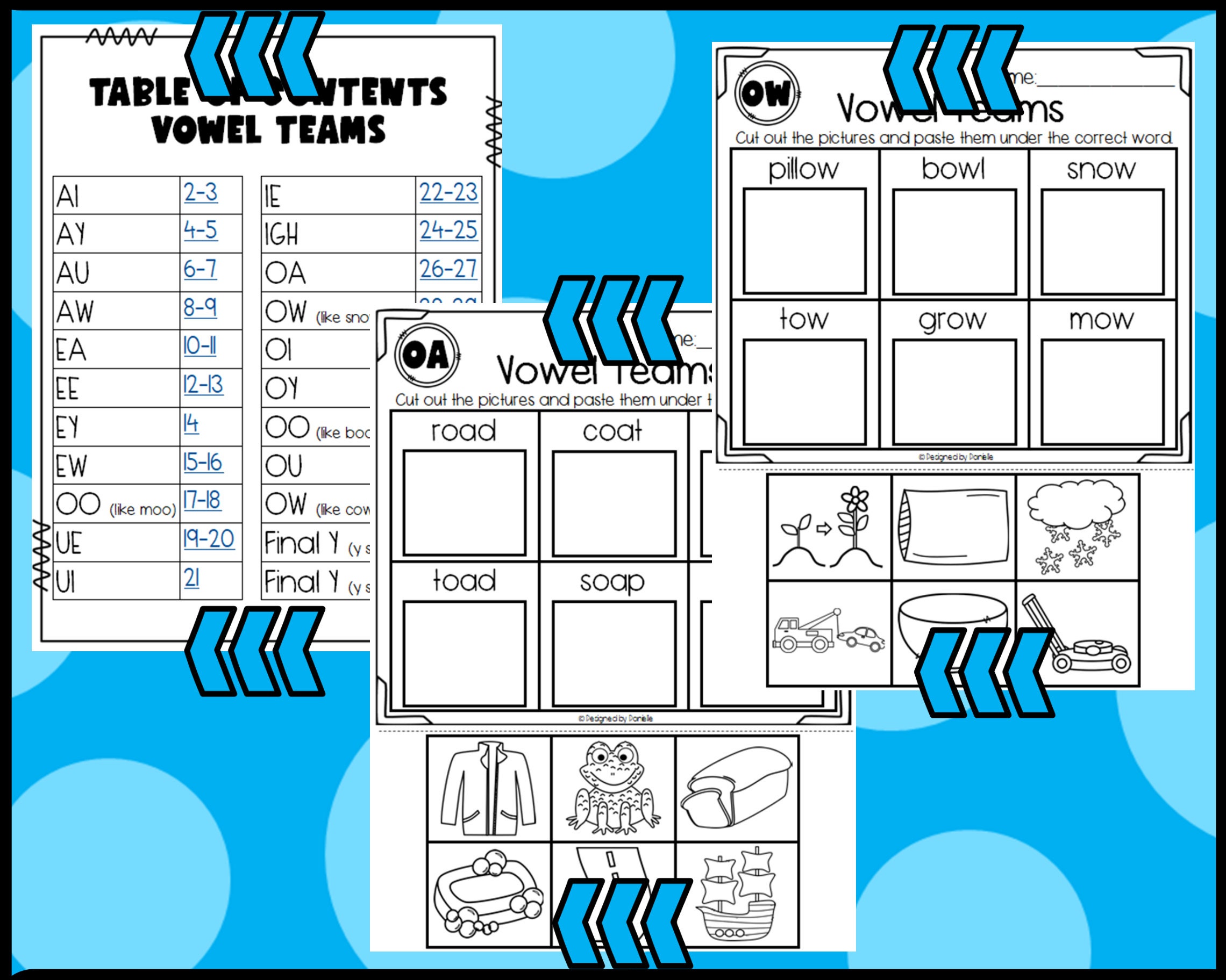 Vowel Teams Cut and Paste Worksheets: Digital Download Printable ...