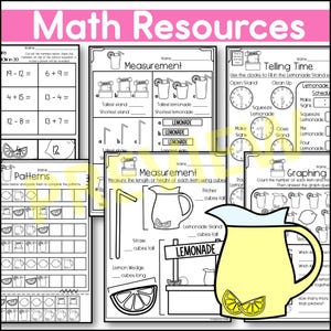 Lemonade Day Themed Activities and Worksheets: Back to School Math ...