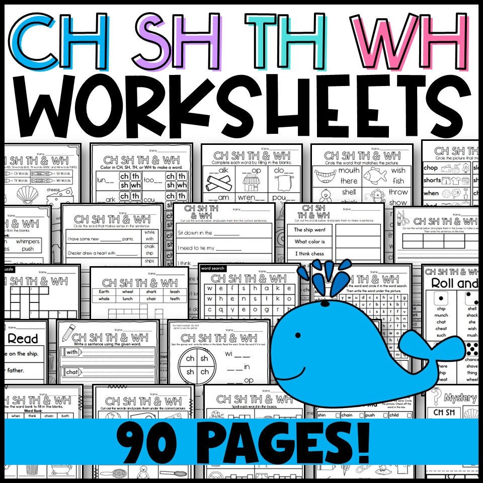 Ch, Sh, Th, Wh Digraphs Worksheets: Sorts, Cloze, and More - Etsy