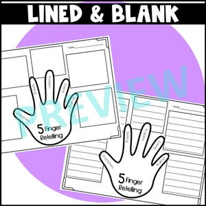 5 Finger Retelling Graphic Organizers Worksheets Story Elements for ...