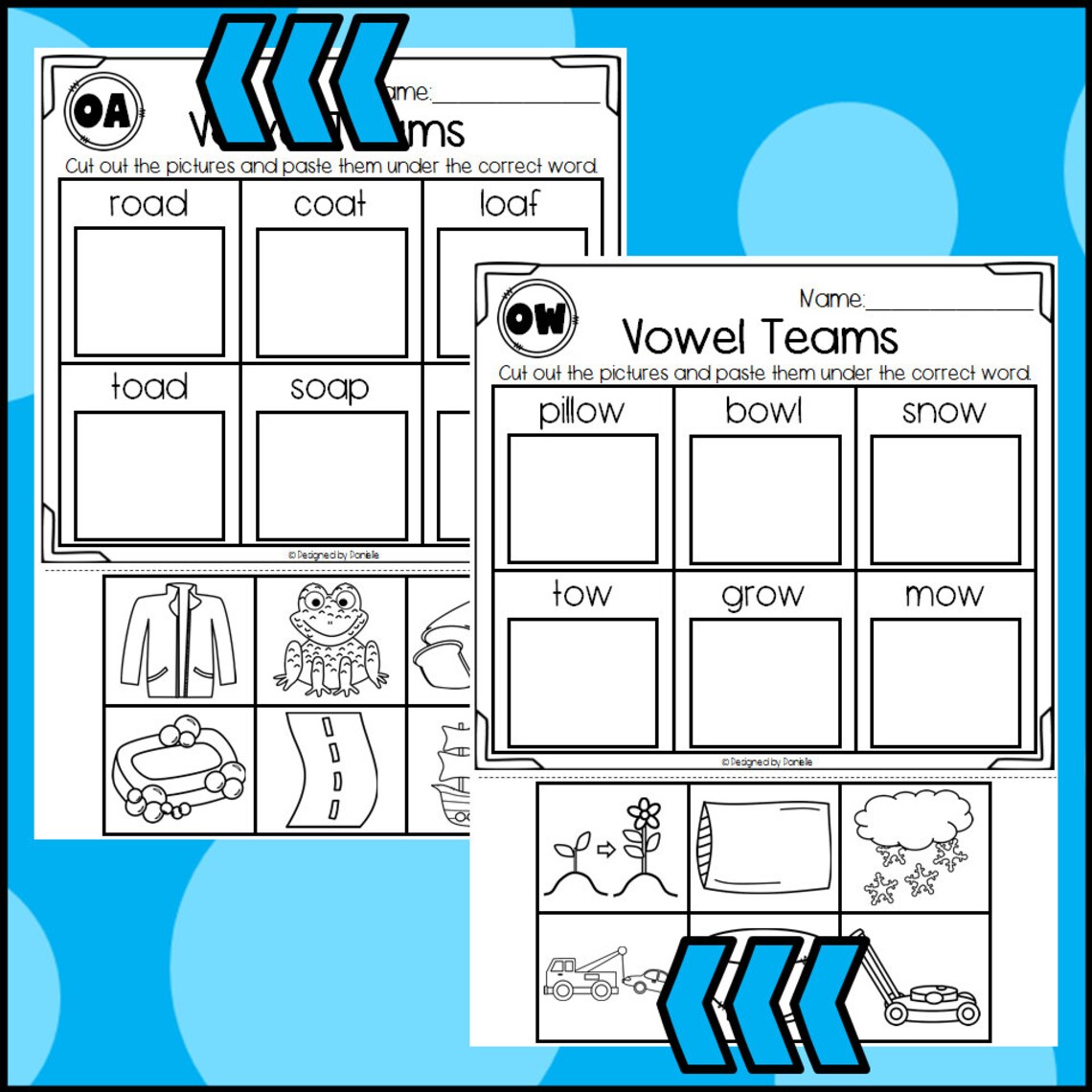 Vowel Teams Cut and Paste Worksheets: Digital Download Printable First ...