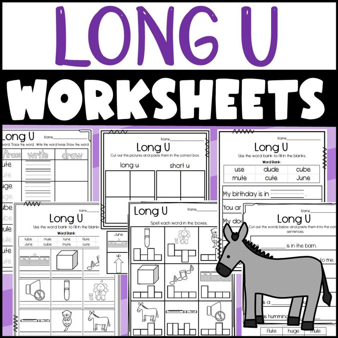 Long U, Silent E Worksheets: CVC E Words Long Vowel Activities Sneaky E ...