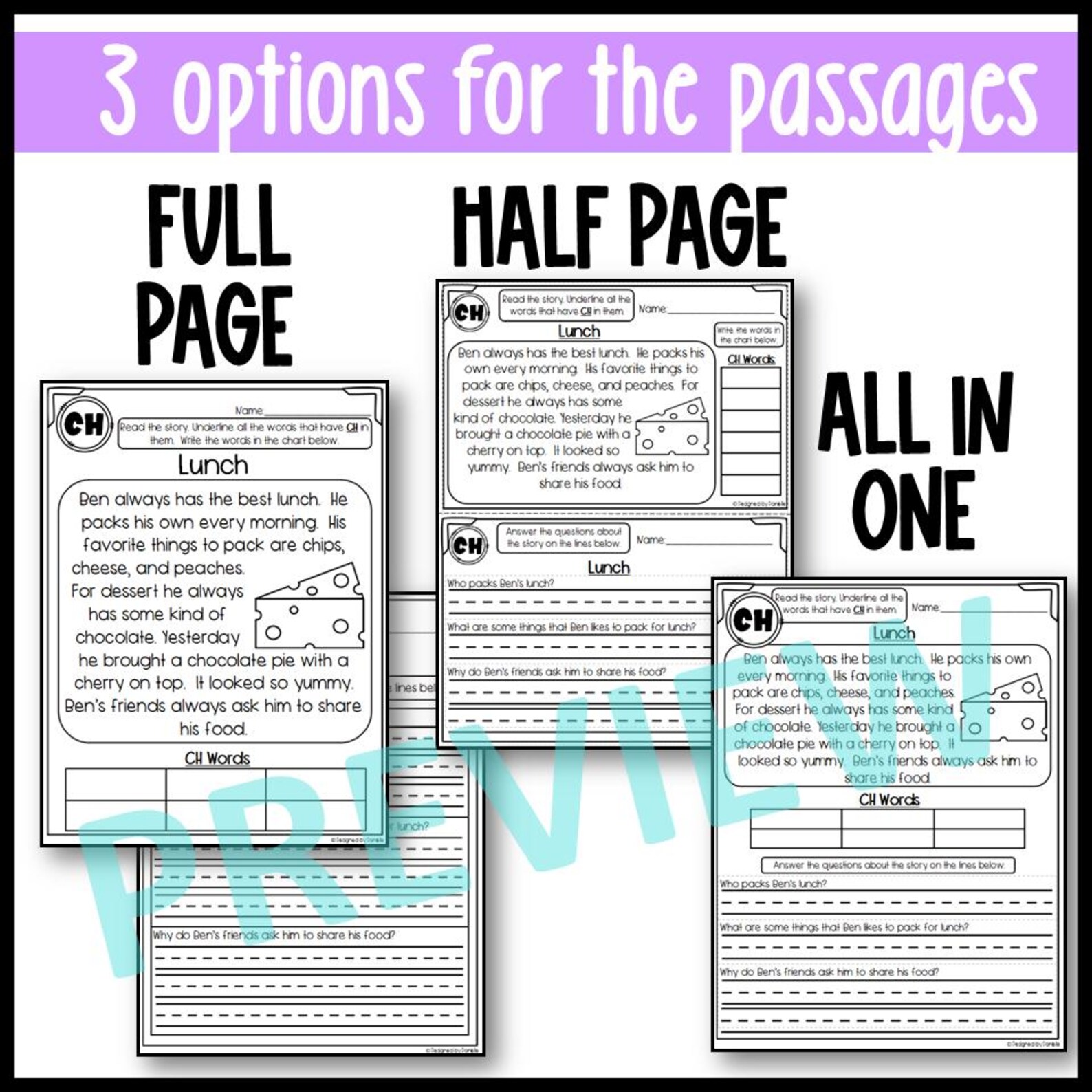 CH and SH Reading Passages Digraphs With Comprehension Questions for ...