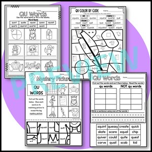 QU Worksheets : Sorts, Matching, Read and Draw, and More Kindergarten ...
