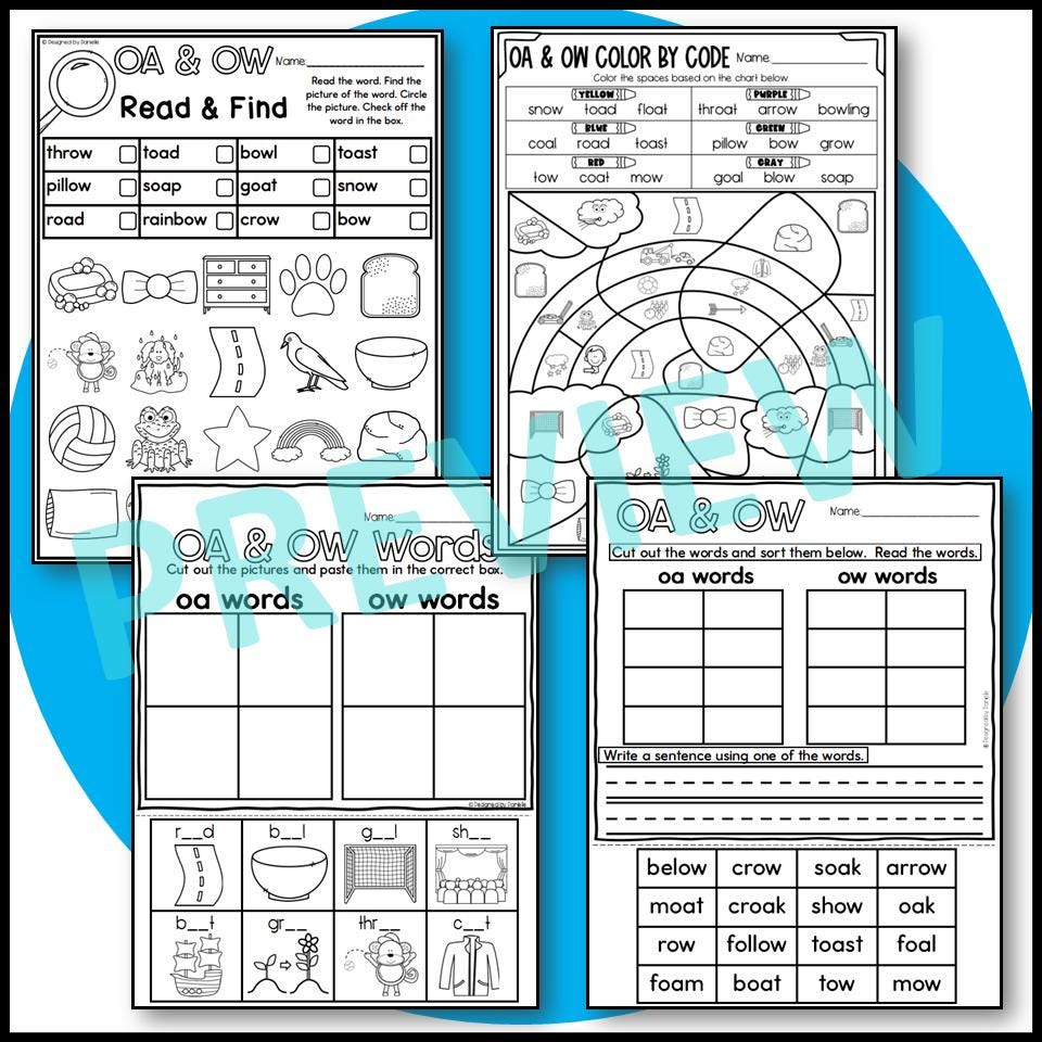 OA and OW Worksheets and Sorts, Color by Code, Cloze, Mystery Pic, No ...