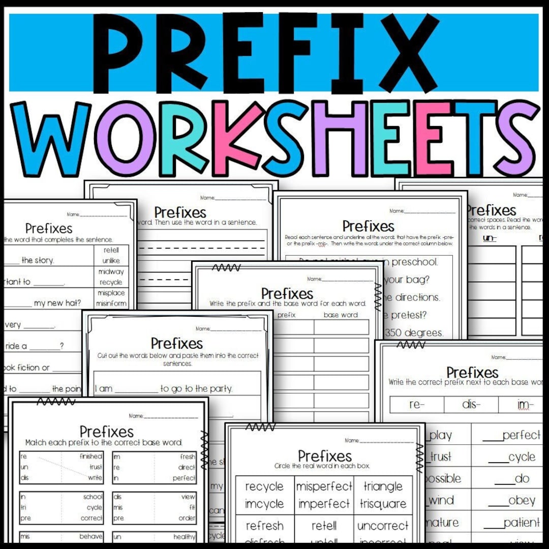 Prefix Worksheets: First and Second Grade Printable Worksheets to Work ...