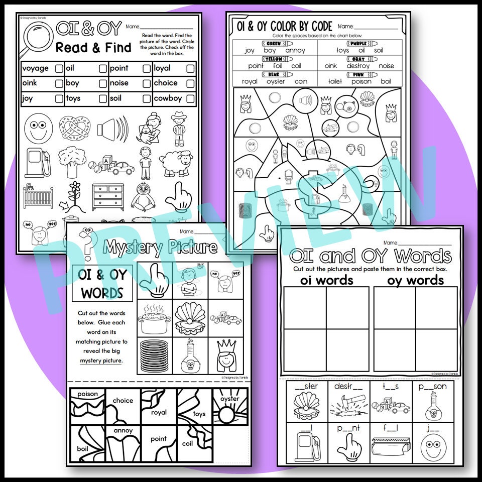 Oy and Oi Worksheets: Diphthongs First Grade Phonics Worksheets ...