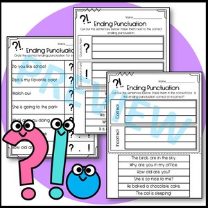 Ending Punctuation Worksheets: Period, Exclamation Point, Question Mark ...