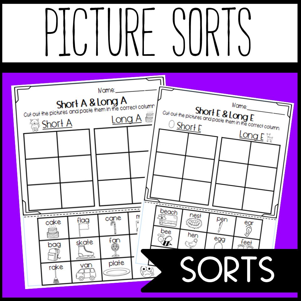 Long and Short Vowel Sorts A E I O and U: First Grade - Etsy