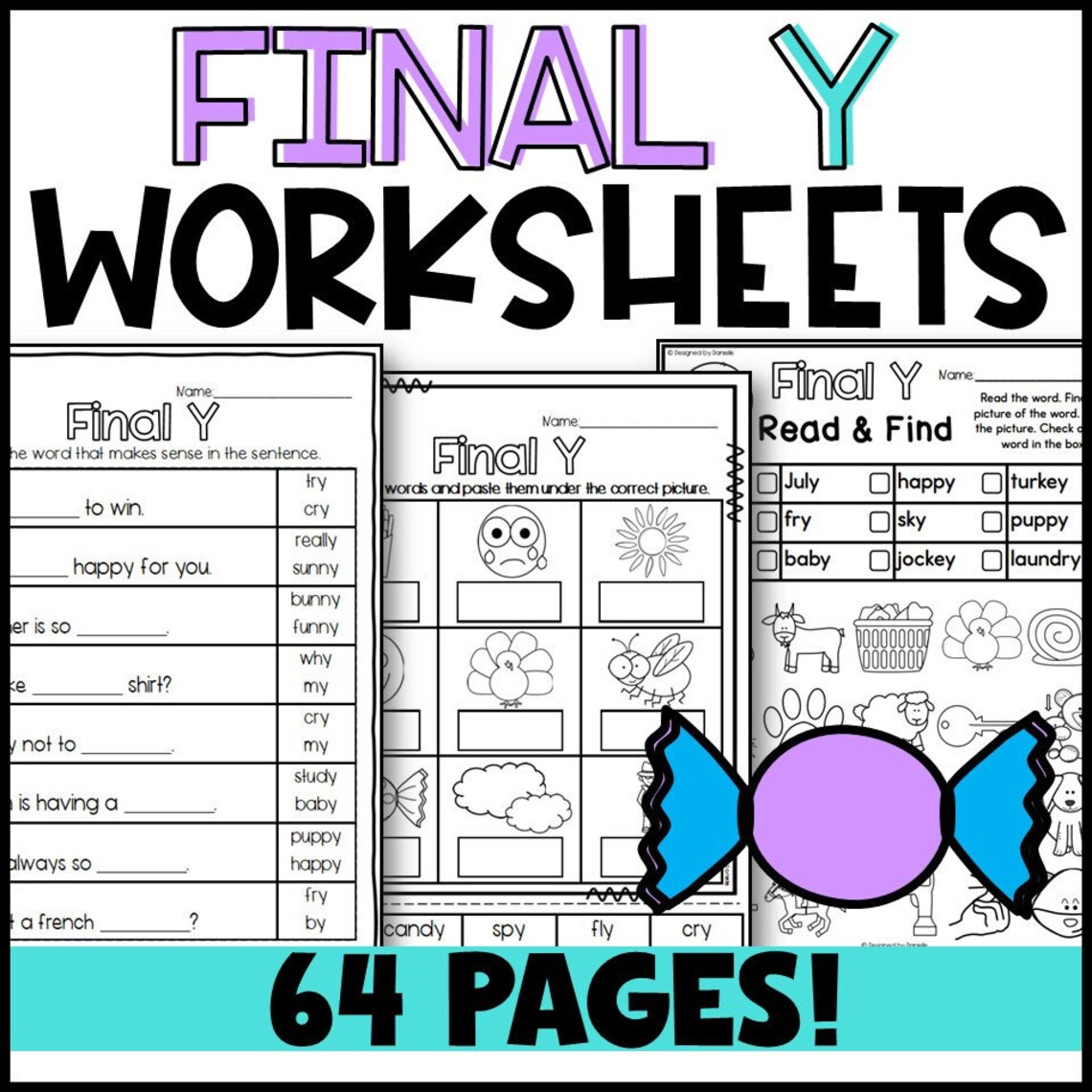 Final Y Worksheets: First Grade Phonics Practice for Words With a Y ...