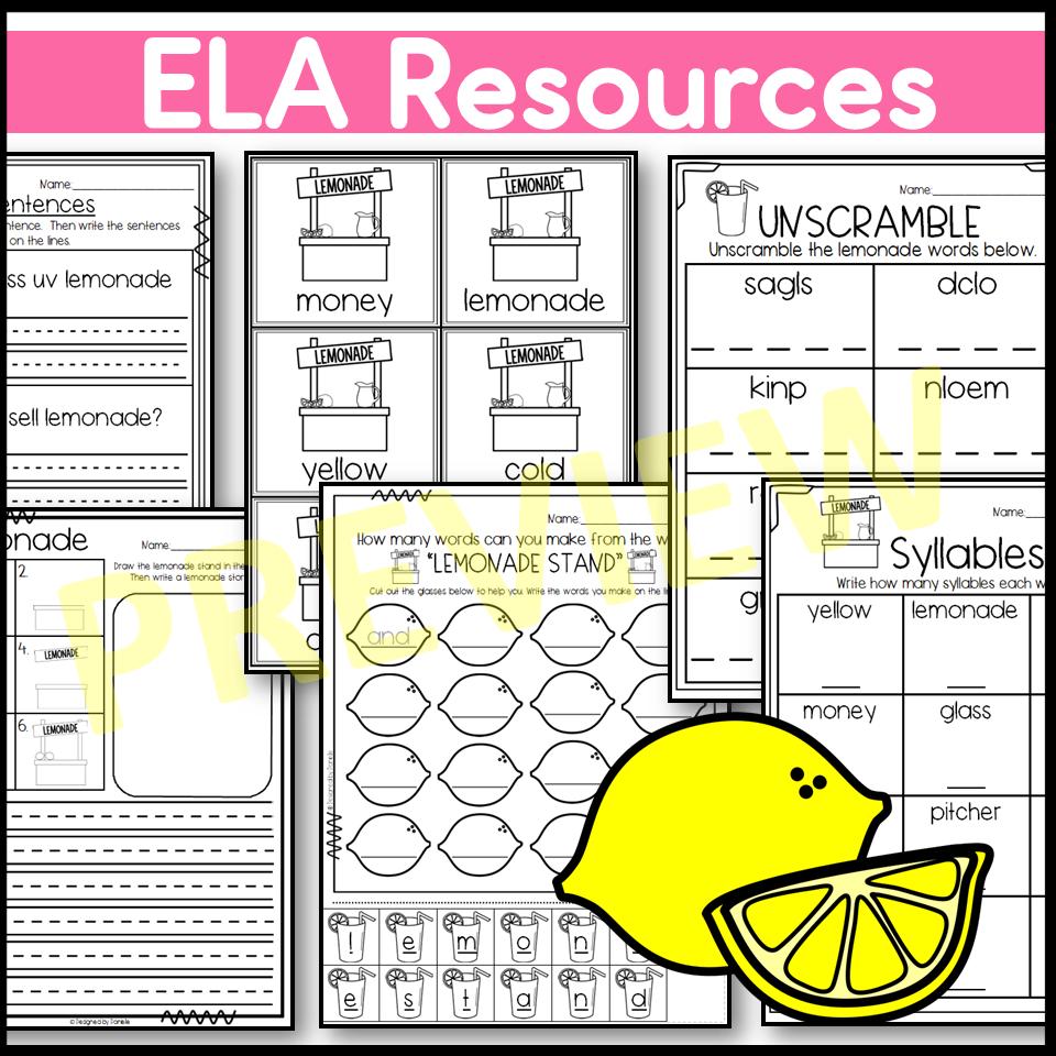 Lemonade Day Themed Activities and Worksheets: Back to School Math ...