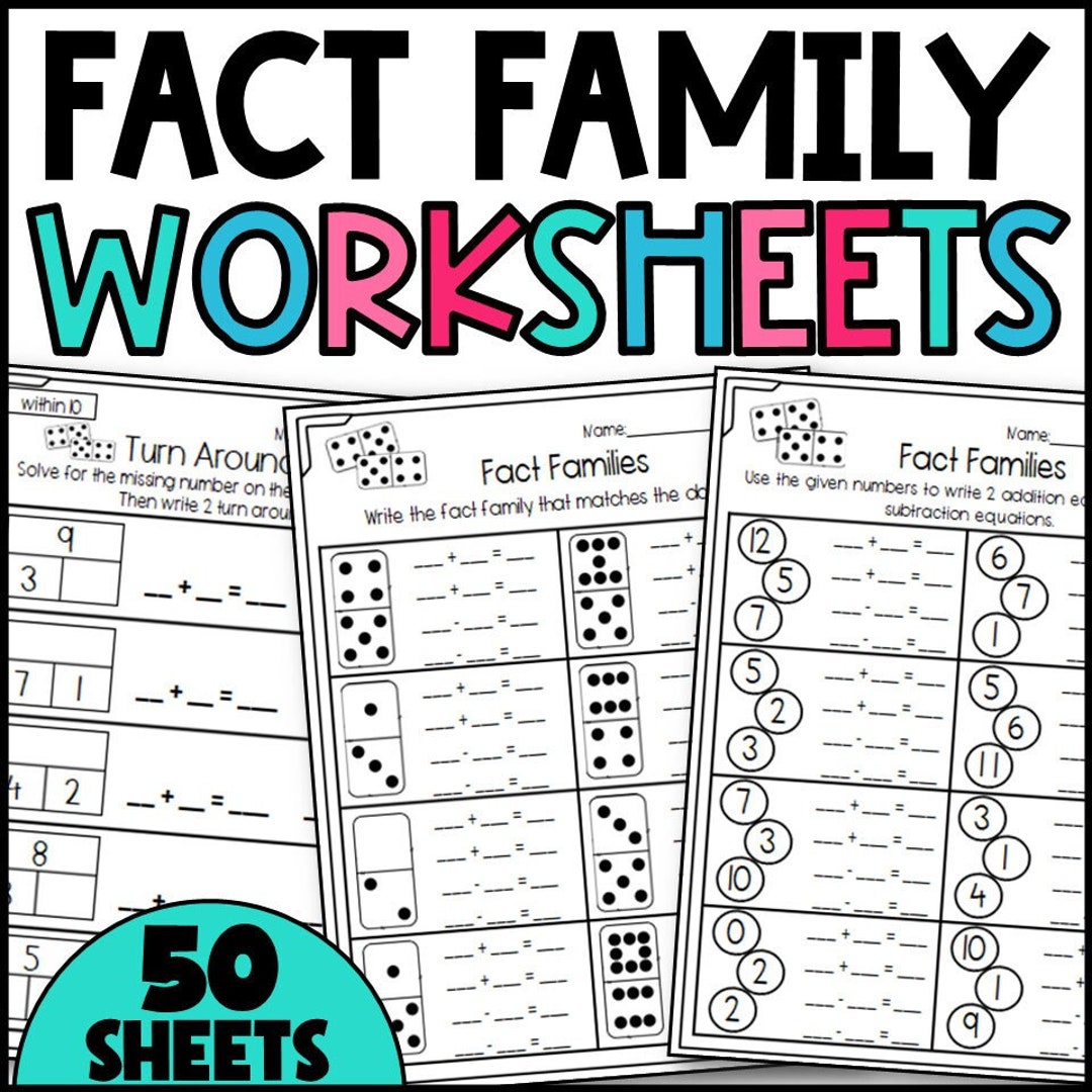 Turn Around Fact and Fact Family Worksheets: First and Second Grade ...