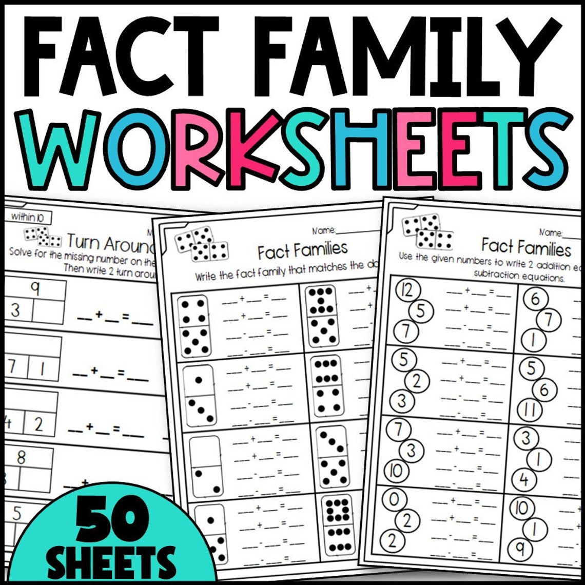 Turn Around Fact and Fact Family Worksheets: First and Second Grade ...
