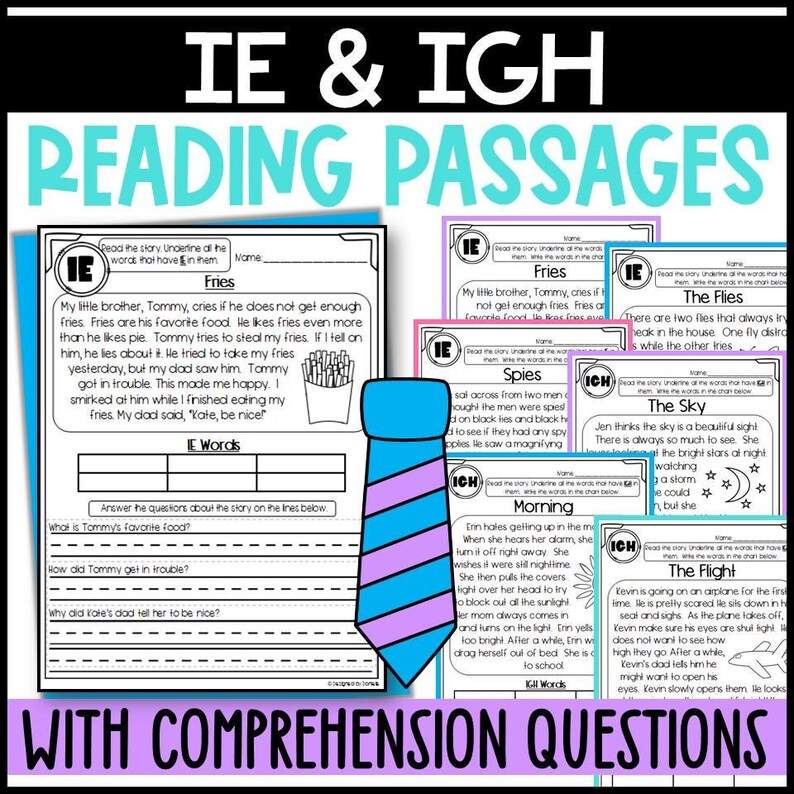 IE and IGH Reading Passages: Long I With Comprehension Questions for ...