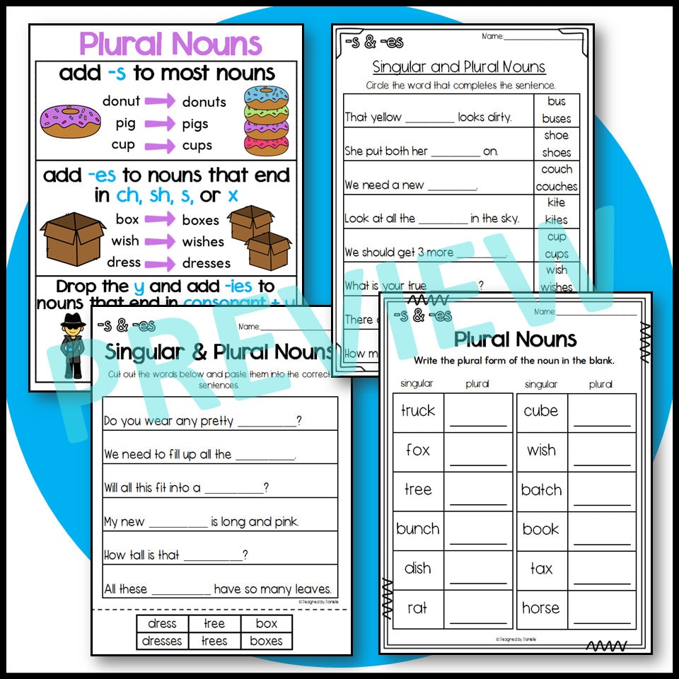 Singular and Plural Noun Worksheets: First and Second Grade Worksheets ...