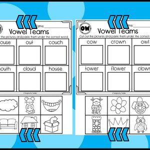 Vowel Teams Cut and Paste Worksheets: Digital Download - Etsy