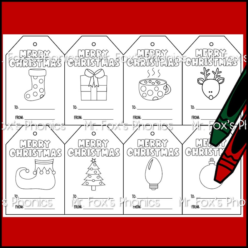 Printable Coloring Christmas Gift Tags: Color Your Own Christmas Gift ...