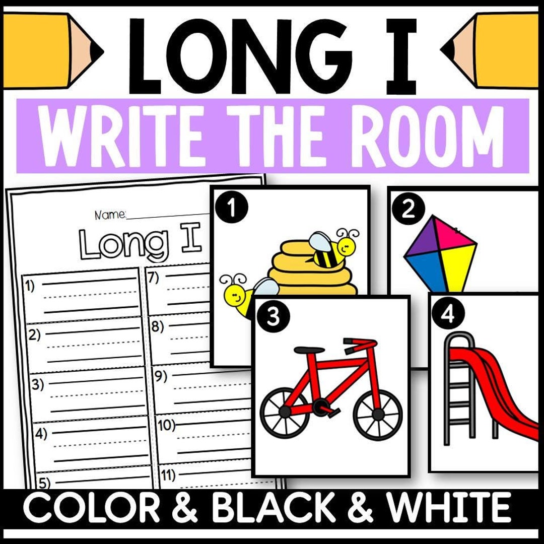Long I Write the Room: Long Vowel I With a Silent E Words Task Cards ...