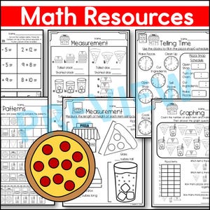 Pizza Day Themed Activities and Worksheets: Back to School Review Math ...