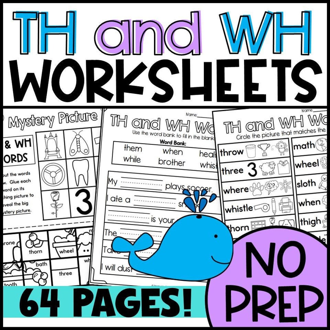 WH and TH Worksheets: Cut and Paste Sorts, Cloze, Read and Draw ...