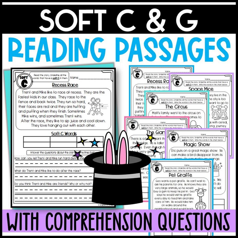 Soft C and Soft G Passages With Comprehension Questions Reading ...