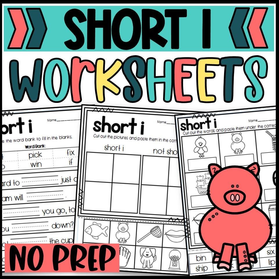 Short I Worksheets: Short Vowel Practice Review Supplement No Prep ...