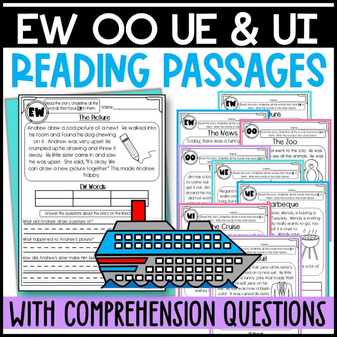 Ew, Oo, Ue, and Ui Passages: First Grade Reading Phonics Passages ...