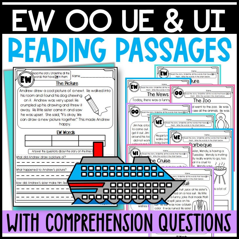 Ew, Oo, Ue, and Ui Passages: First Grade Reading Phonics Passages ...