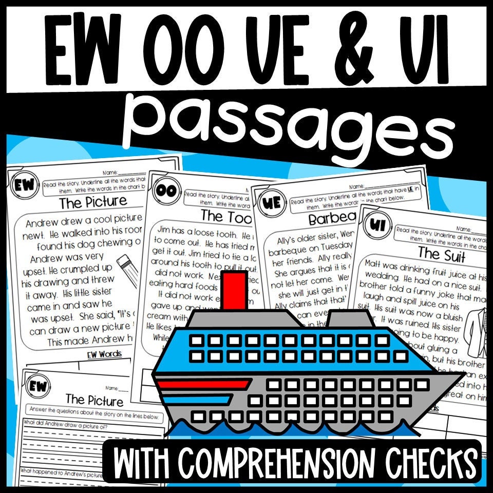 Ew, Oo, Ue, and Ui Passages: First Grade Reading Phonics Passages ...