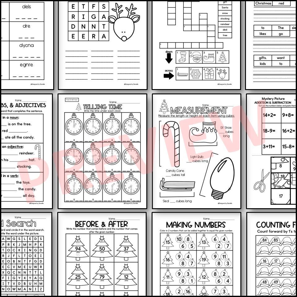 Christmas Activities & Worksheets: ELA Math Christmas Review Phonics ...